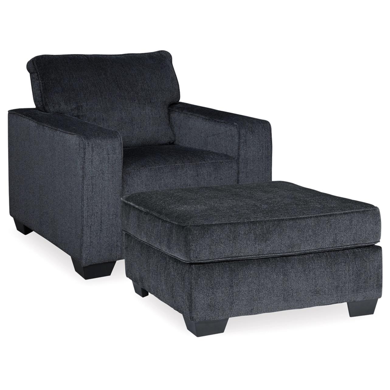 Signature Design by Ashley Altari Stationary Fabric Chair with Ottoman